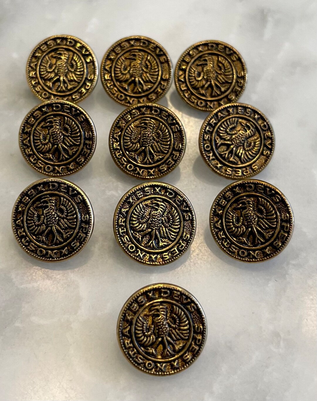 Blazer Buttons Set 10 Gold Latin “god is Our Hope” - Etsy