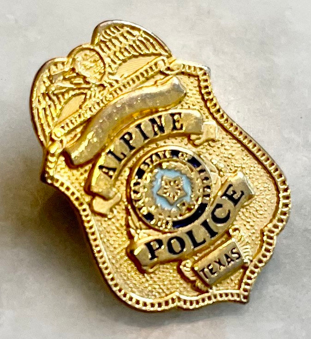 Alpine Police Pin Texas Badge Gold Blue Logo Lapel 3/4” - Etsy