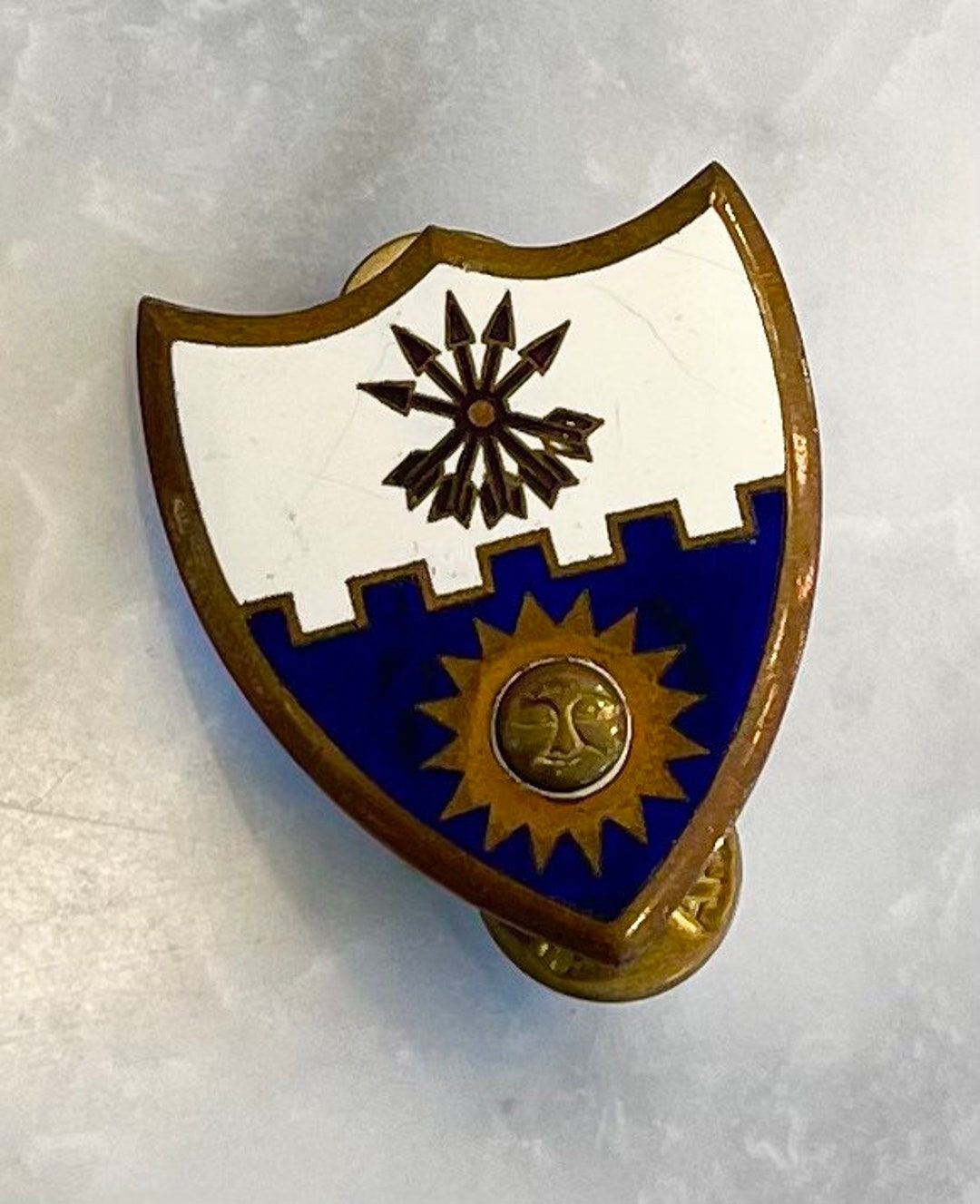 Shield Arrows Sun Pin Badge Heavy Old Enamel Gold - Etsy