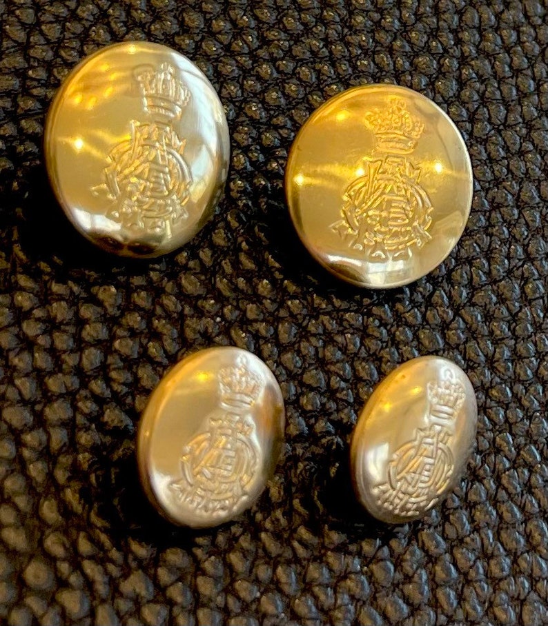 Brass Crown Buttons Monogram Uniform Set of 4 - Etsy