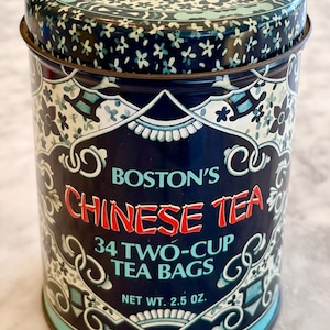 Boston’s Tea Tin Chinese Blue White - Etsy