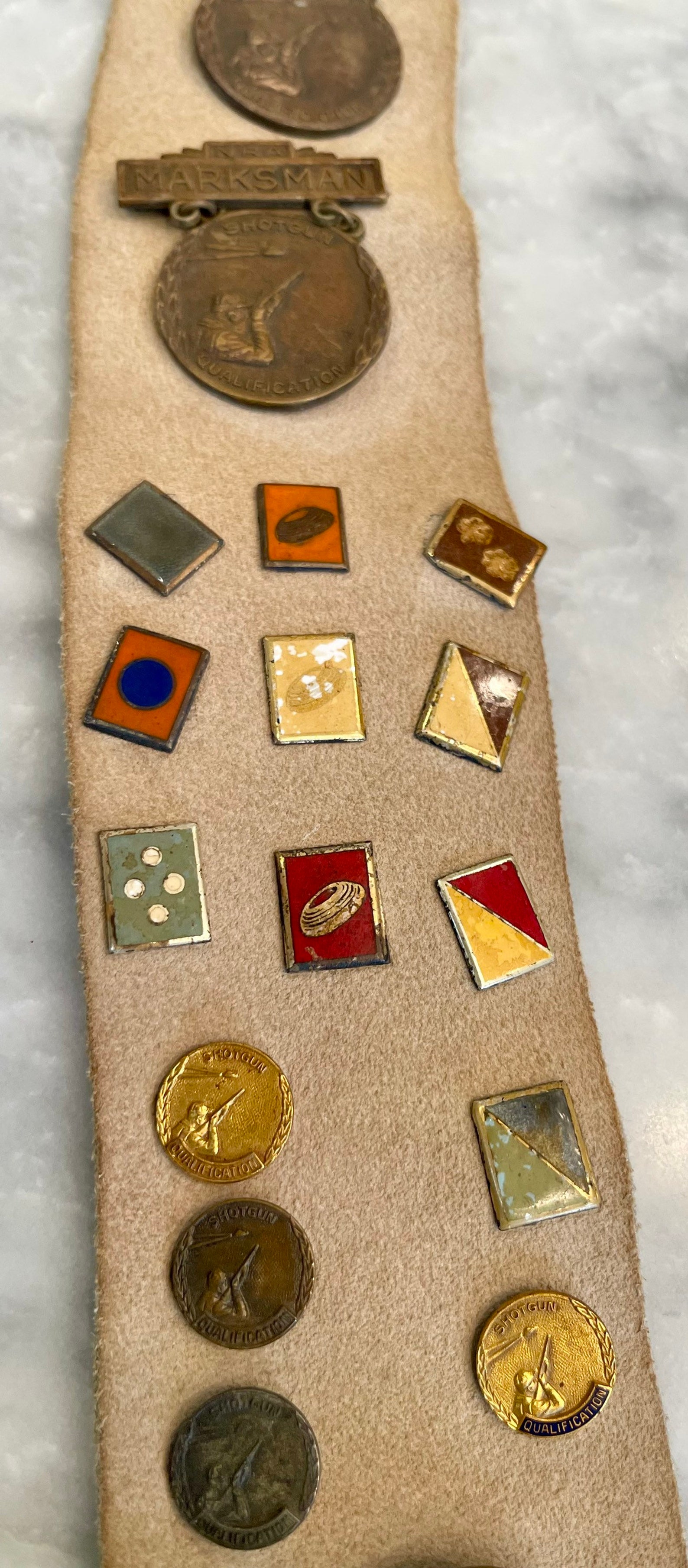 Sports Medal Sash Old Suede 21 Medals Fishing Hunting Enamels Rare 2 ...