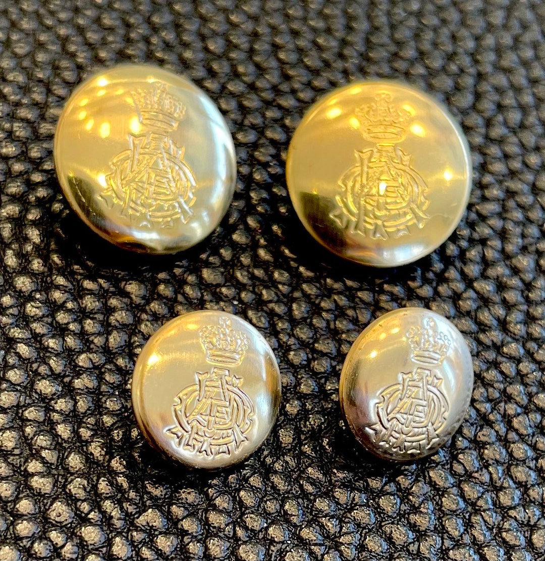 Brass Crown Buttons Monogram Uniform Set of 4 - Etsy