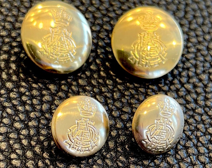 Brass Crown Buttons Monogram Uniform Set of 4 - Etsy