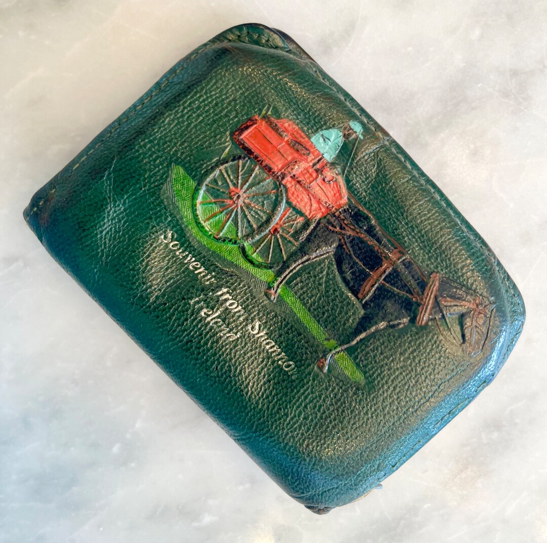 Shannon Ireland Coin Purse Green Leather Tooled Old - Etsy