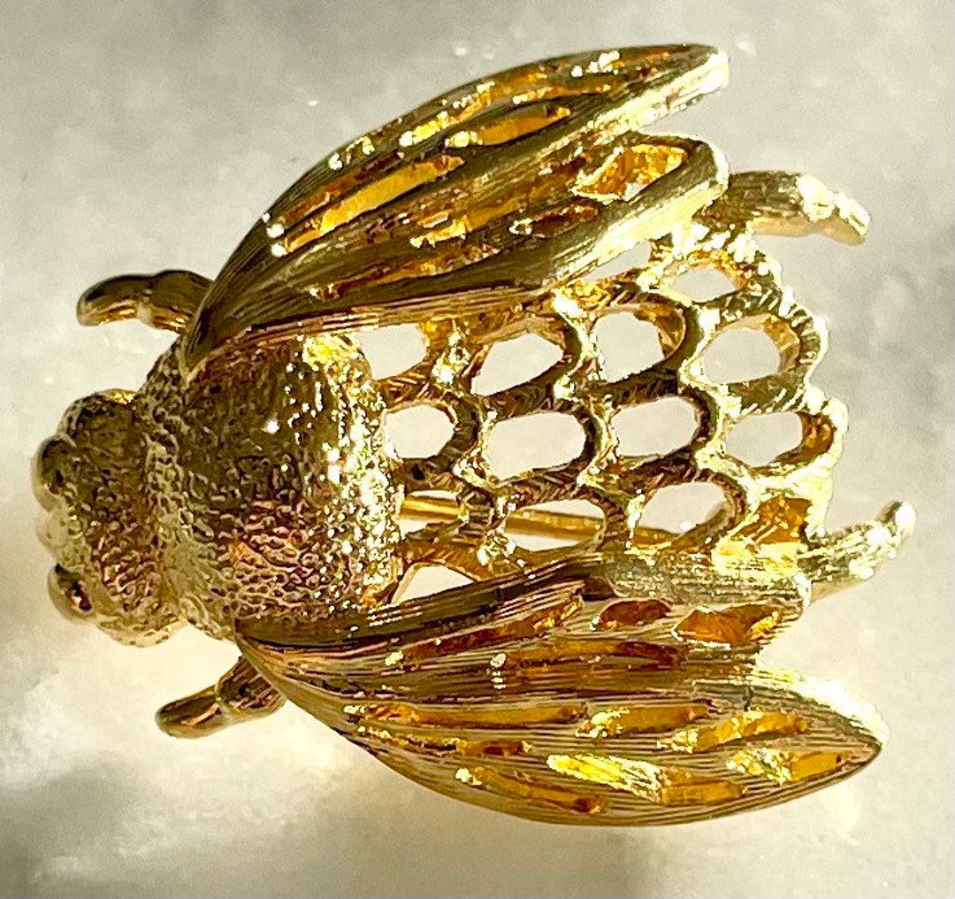 Bug Brooch Napier Gold Shiny Signed 1” - Etsy