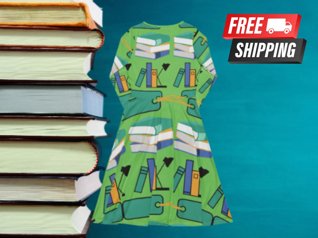 Library Book Dress, Books Dresses Librarian Reading Skirt Vintage All ...