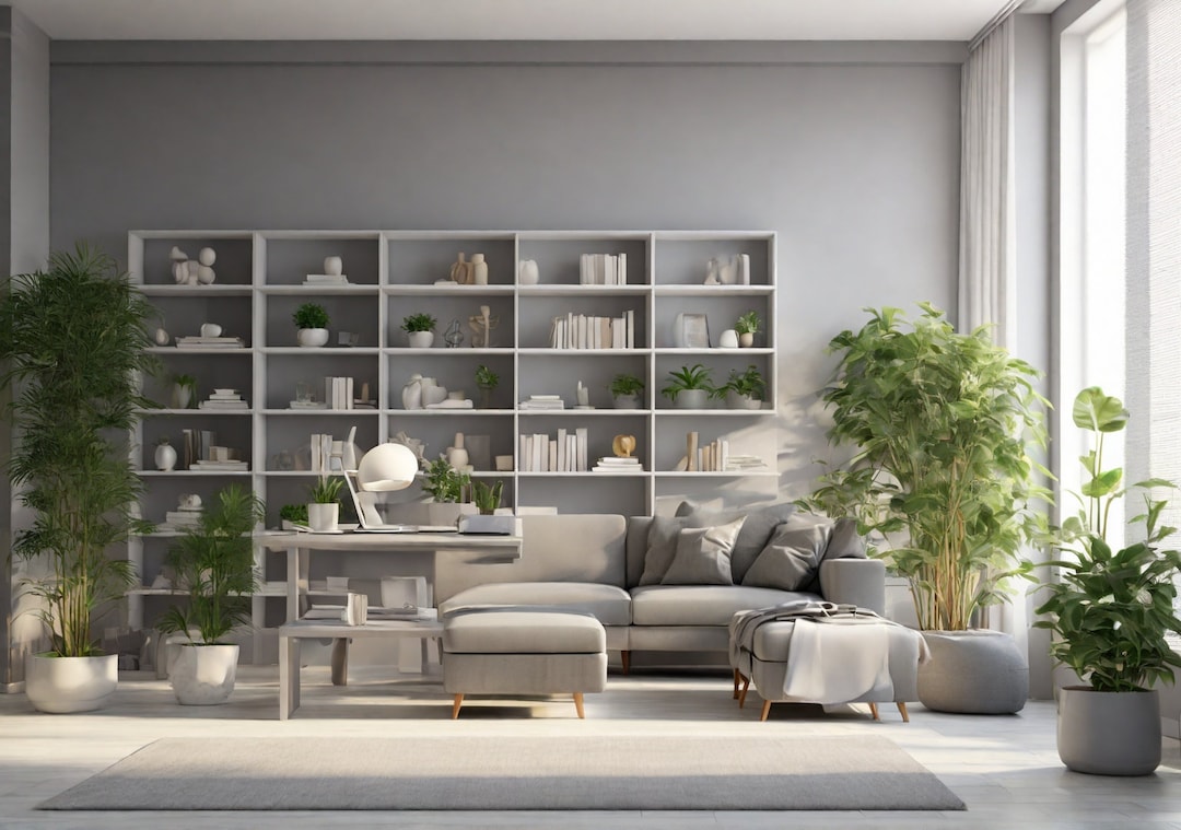 Five Grey Sunlight Filled Living Room Background, Zoom, Virtual ...