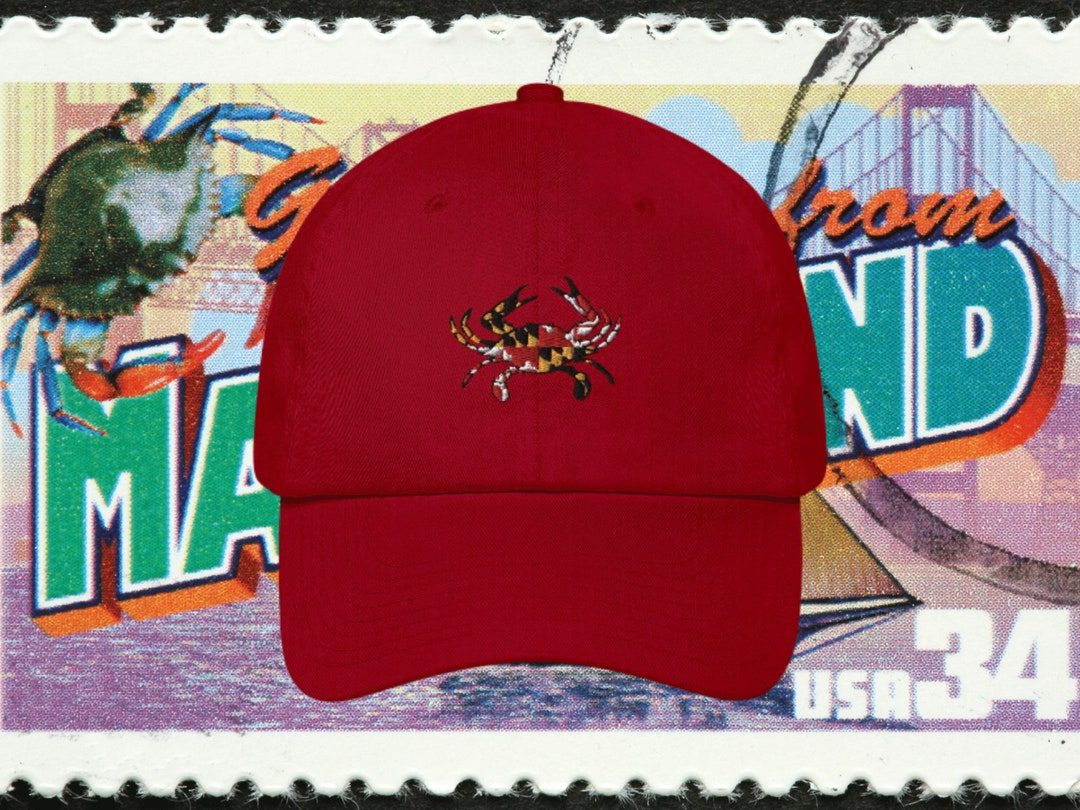 Maryland Flag Crab Dad Hat, Blue Crab Ball Cap Baseball Terps ...