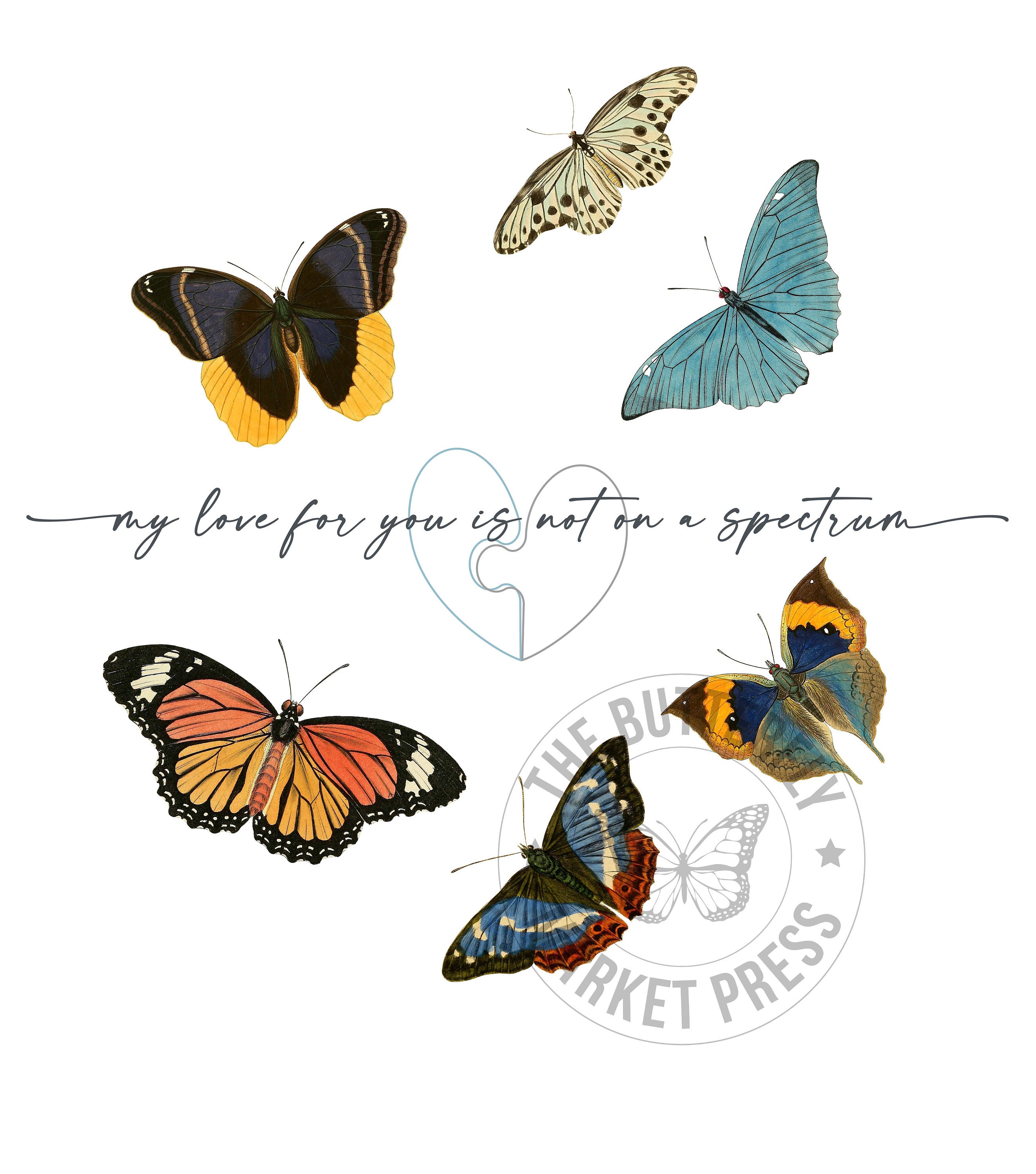 Autism Spectrum Butterfly PNG, Digital Download Sublimation Png, Autism ...