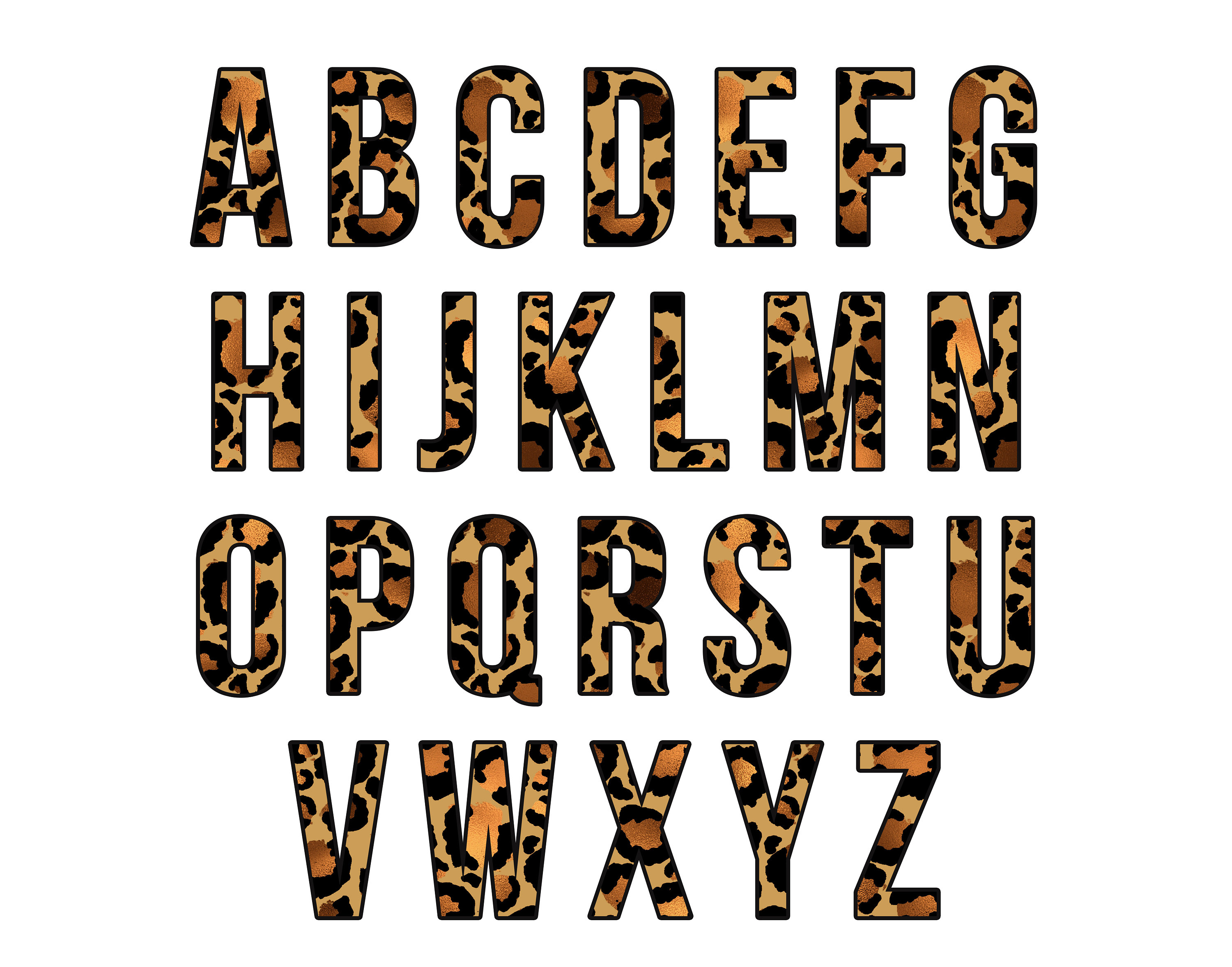 Cheetah Alphabet, Leopard Print Letters, Custom Name PNG, Digital ...