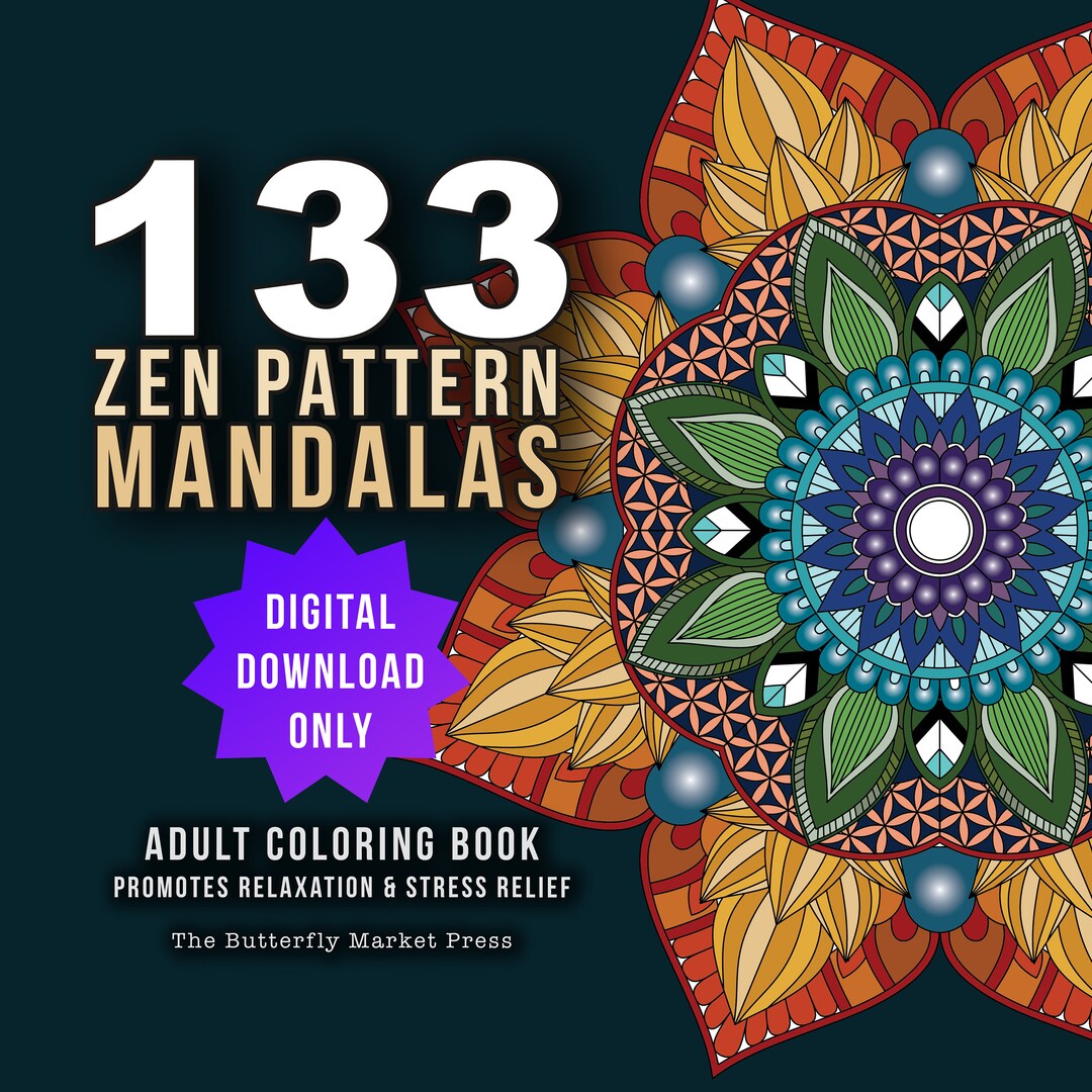 133 Zen Pattern Printable Mandala Adult Coloring Pages, Mandala Easy ...