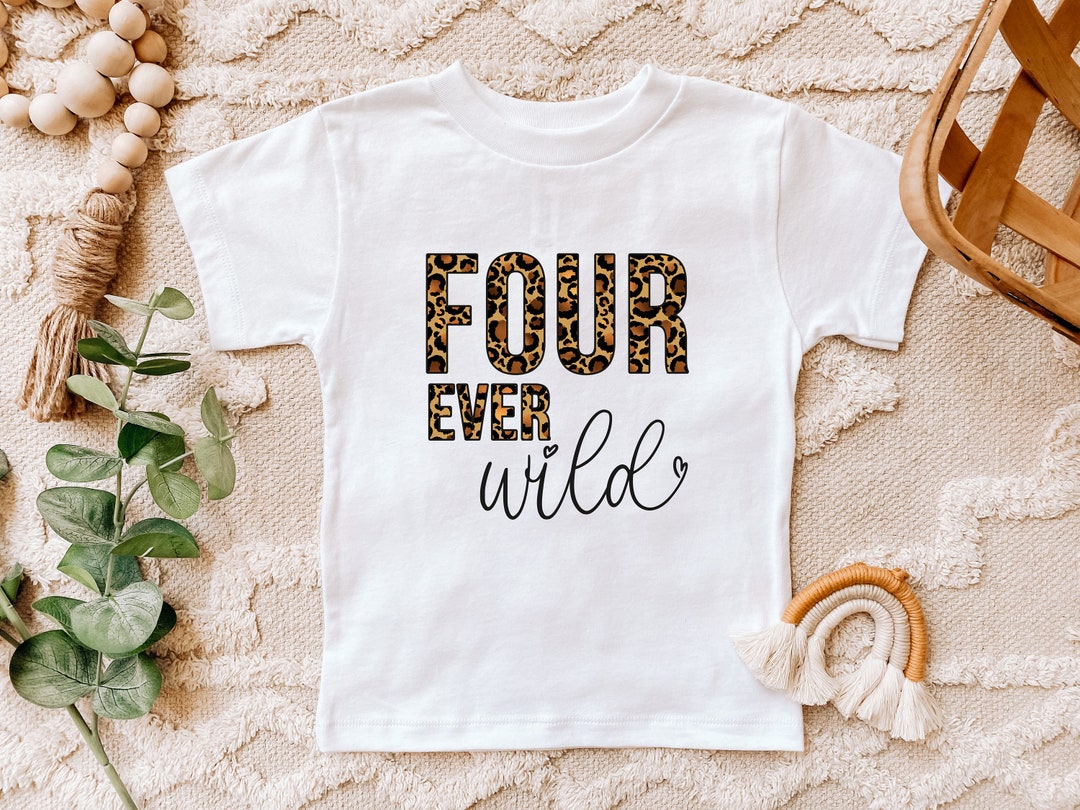 Four Ever Wild 4th Birthday Shirt PNG SVG Digital File Cute Cheetah 4 ...