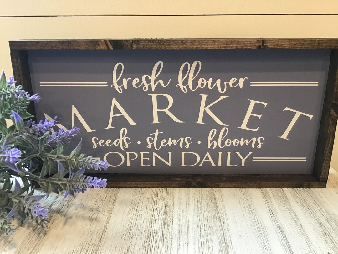FRESH FLOWER MARKET Wood Sign | Flower Tied Tray | Rae Dunn Inspired ...