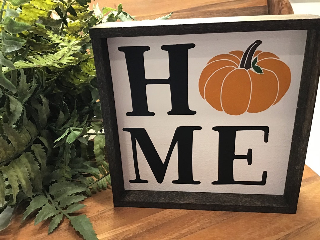 HOME W/ Pumpkin Wood Sign| Fall Wood Sign | Tiered Tray | Fall ...