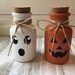 Halloween Glass Bottle With Ghost Face | Tiered Tray Decor | Halloween ...