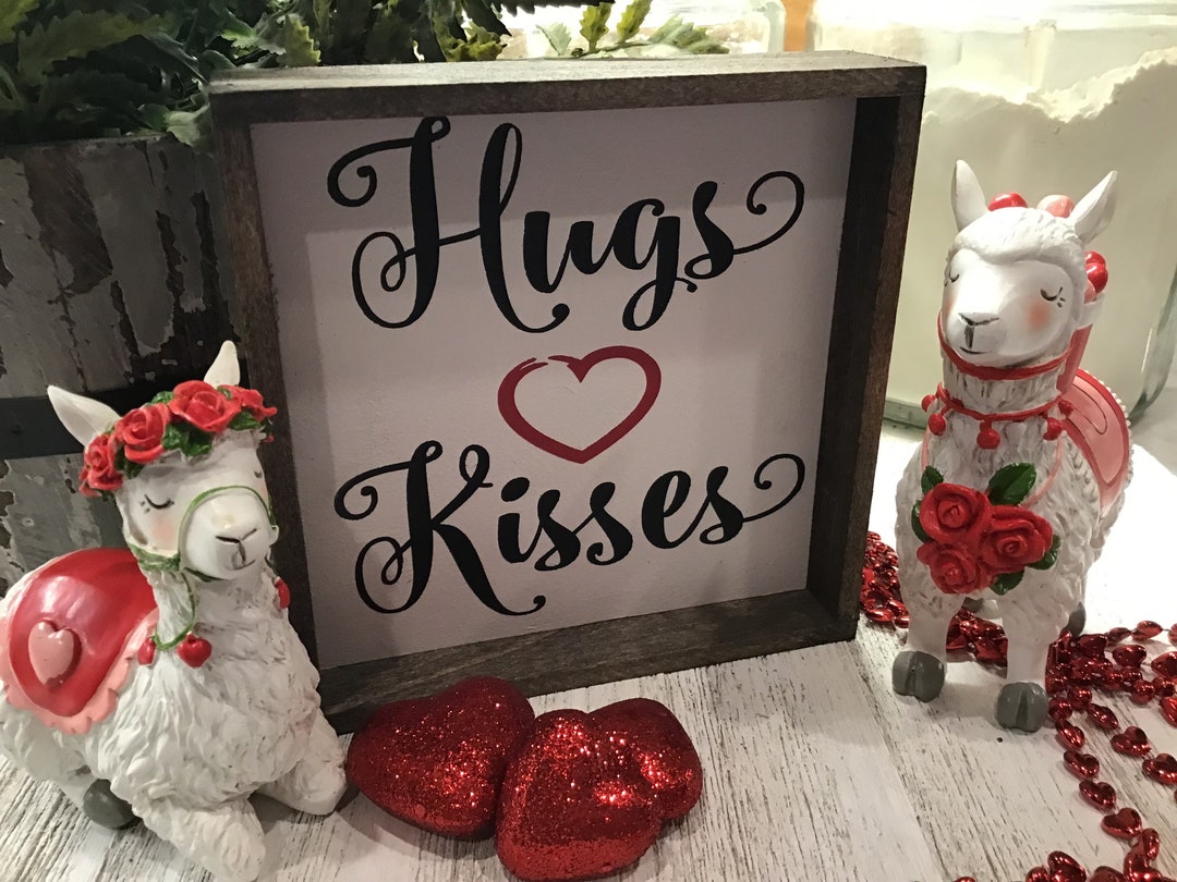 Valentines Day Sign | HUG & KISSES | Valentine's Day Tier Tray | Tiered ...