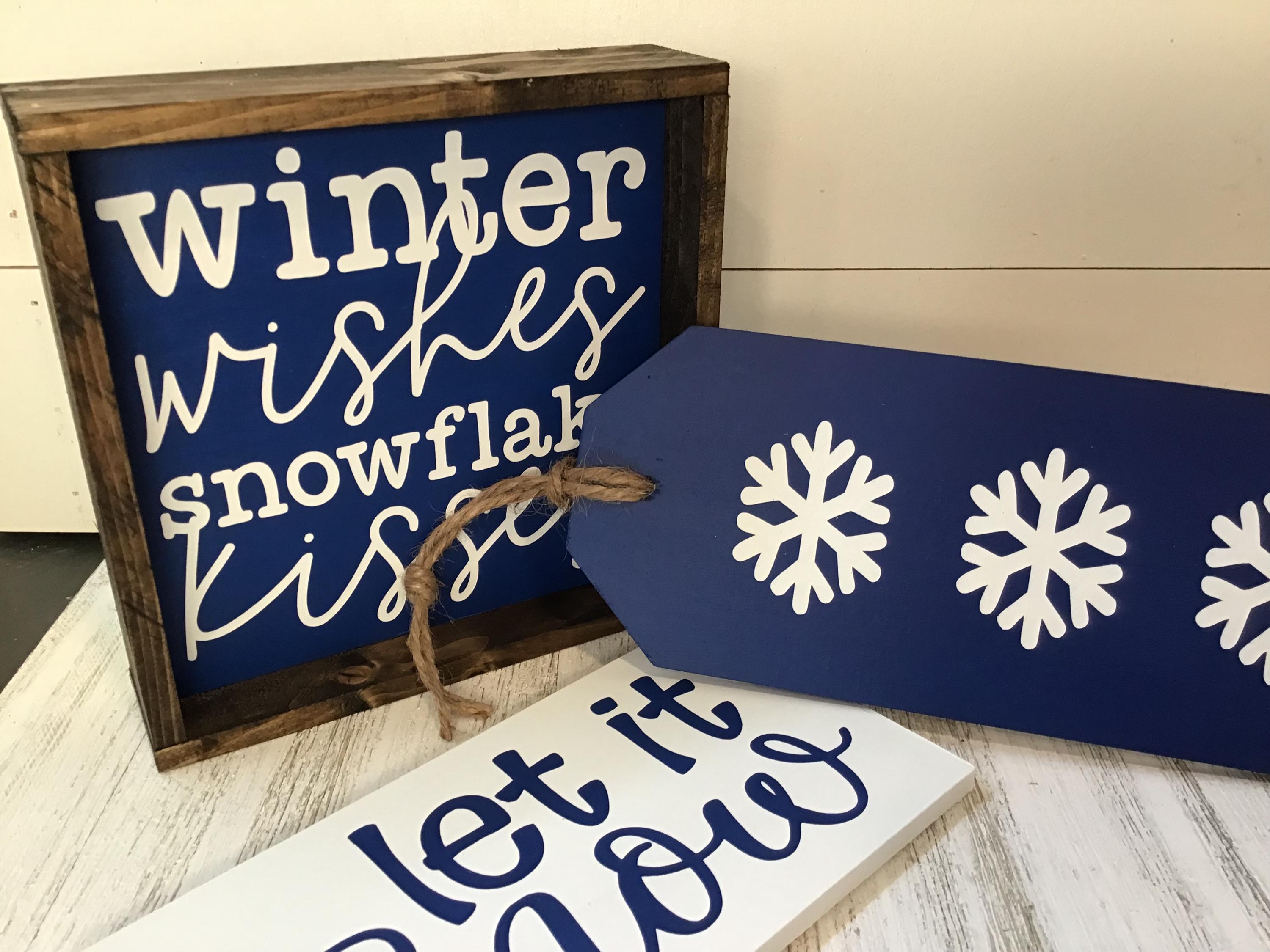 Winter Wishes and Snowflake Kisses Wood Sign | Christmas Sign | Tiered ...