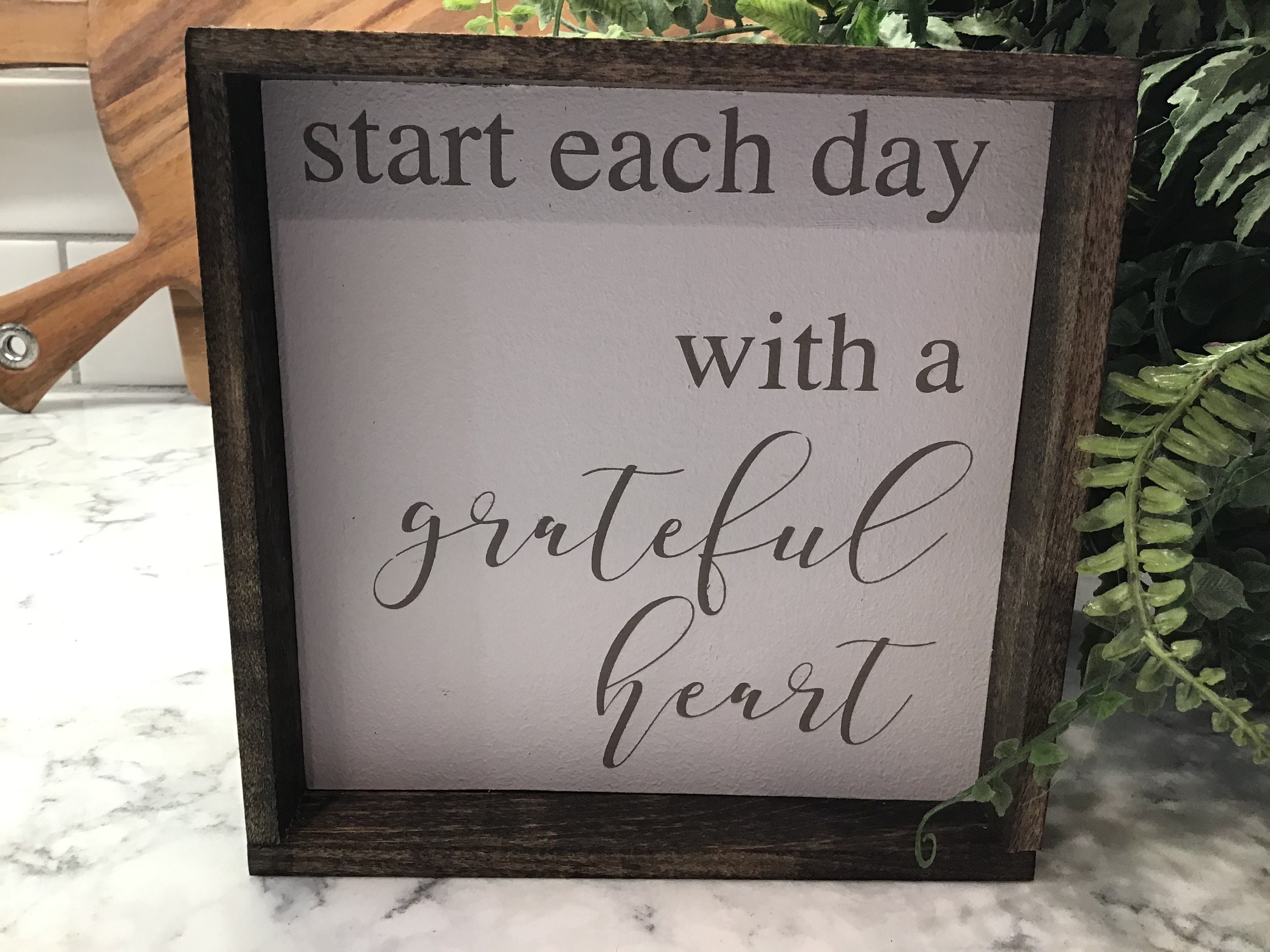 Mini Wood Sign Start Each Day With Grateful Heart Sign - Etsy