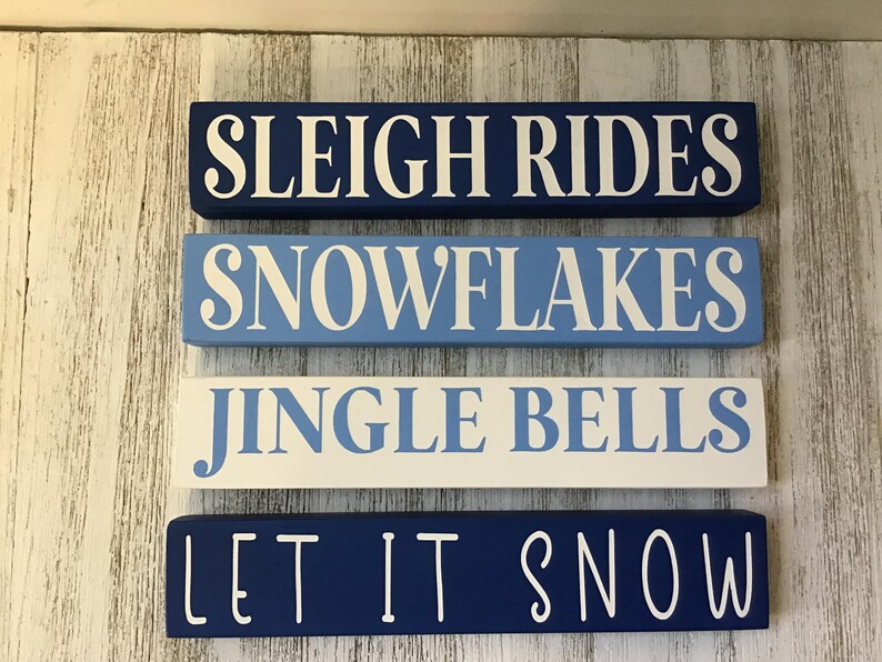 Blue & White Winter / Christmas Wood Block Sign | Christmas Decor ...