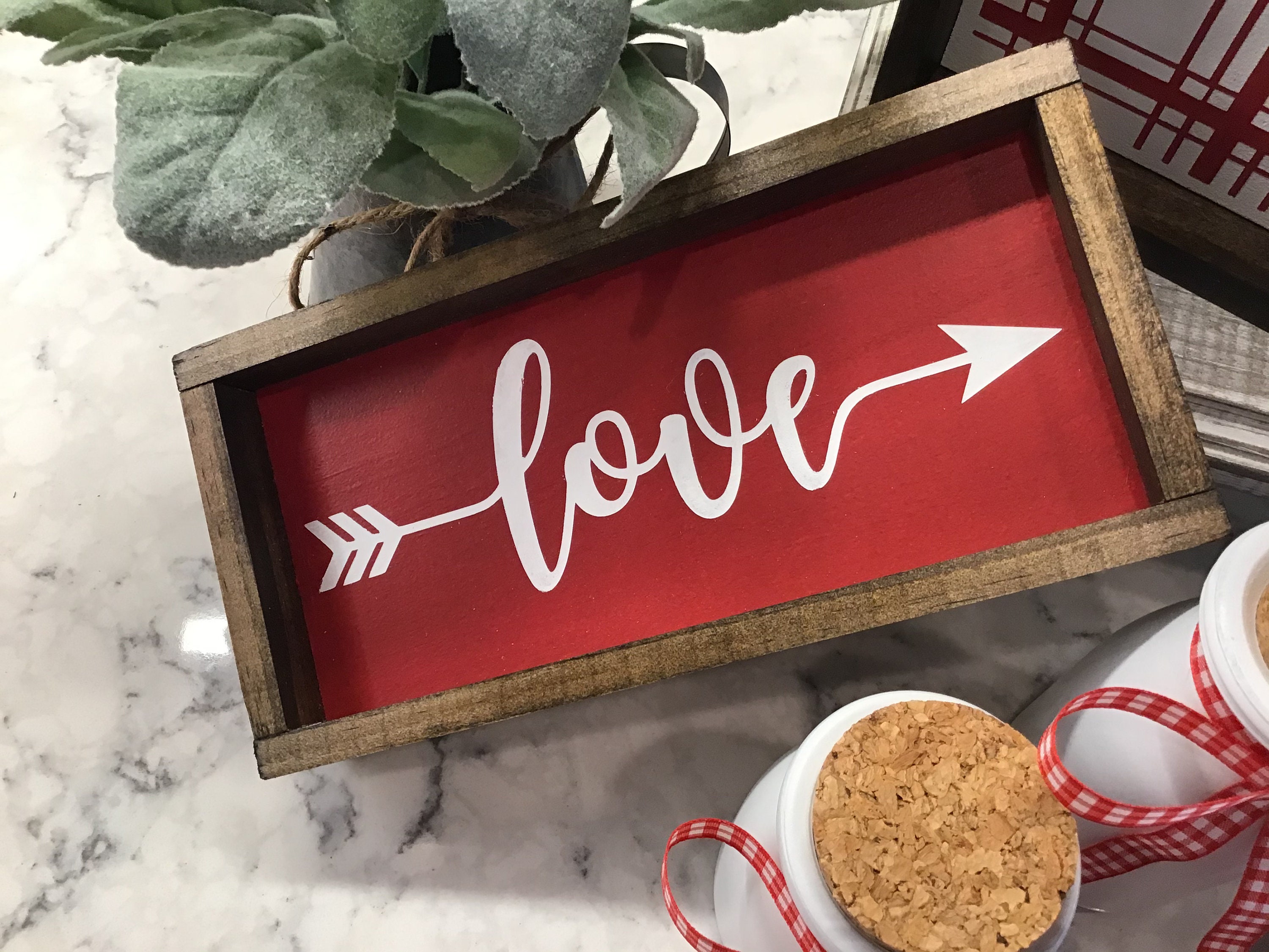 Mini Valentines Day Sign LOVE ARROW Small Sign Tier Tray - Etsy