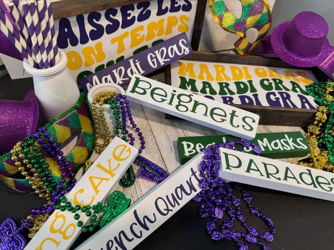 Mardi Gras Word Blocks | Mardi Gras Decor | Mardi Gras Wood Sign ...