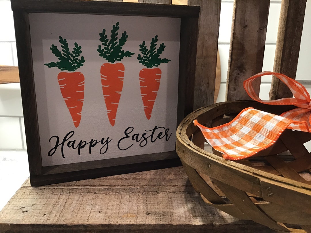 Mini Easter Sign Happy Easter CARROTS Small Sign Tier Tray Tiered Tray ...