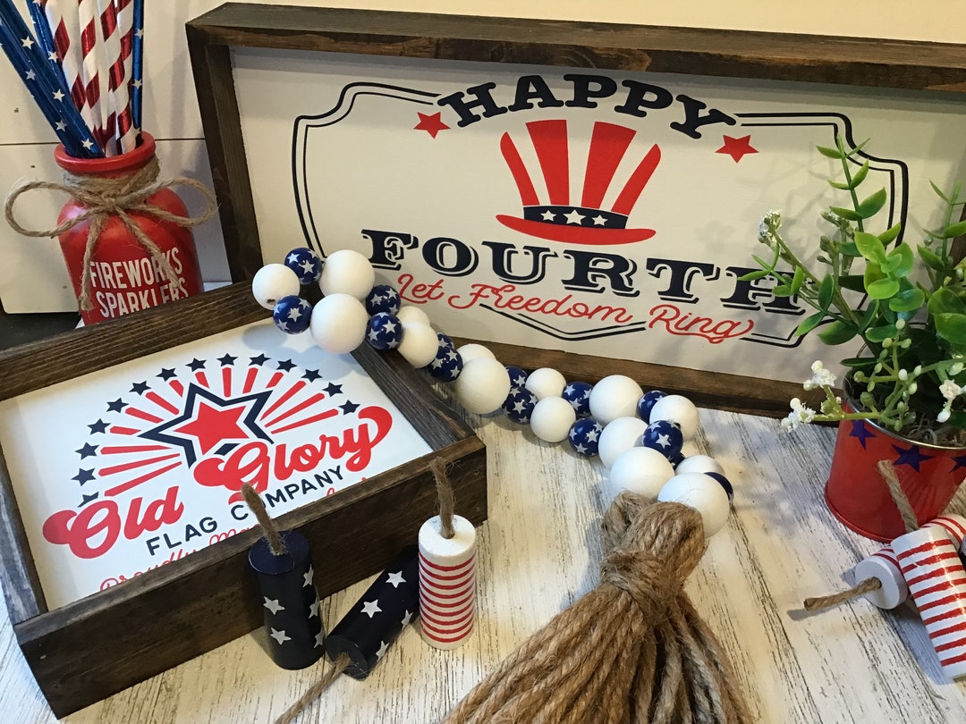 Happy Fourth Wood Sign | Rae Dunn Inspired | Self Standing Sign| Tiered ...