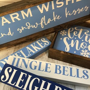 Blue & White Winter / Christmas Wood Block Sign | Christmas Decor ...