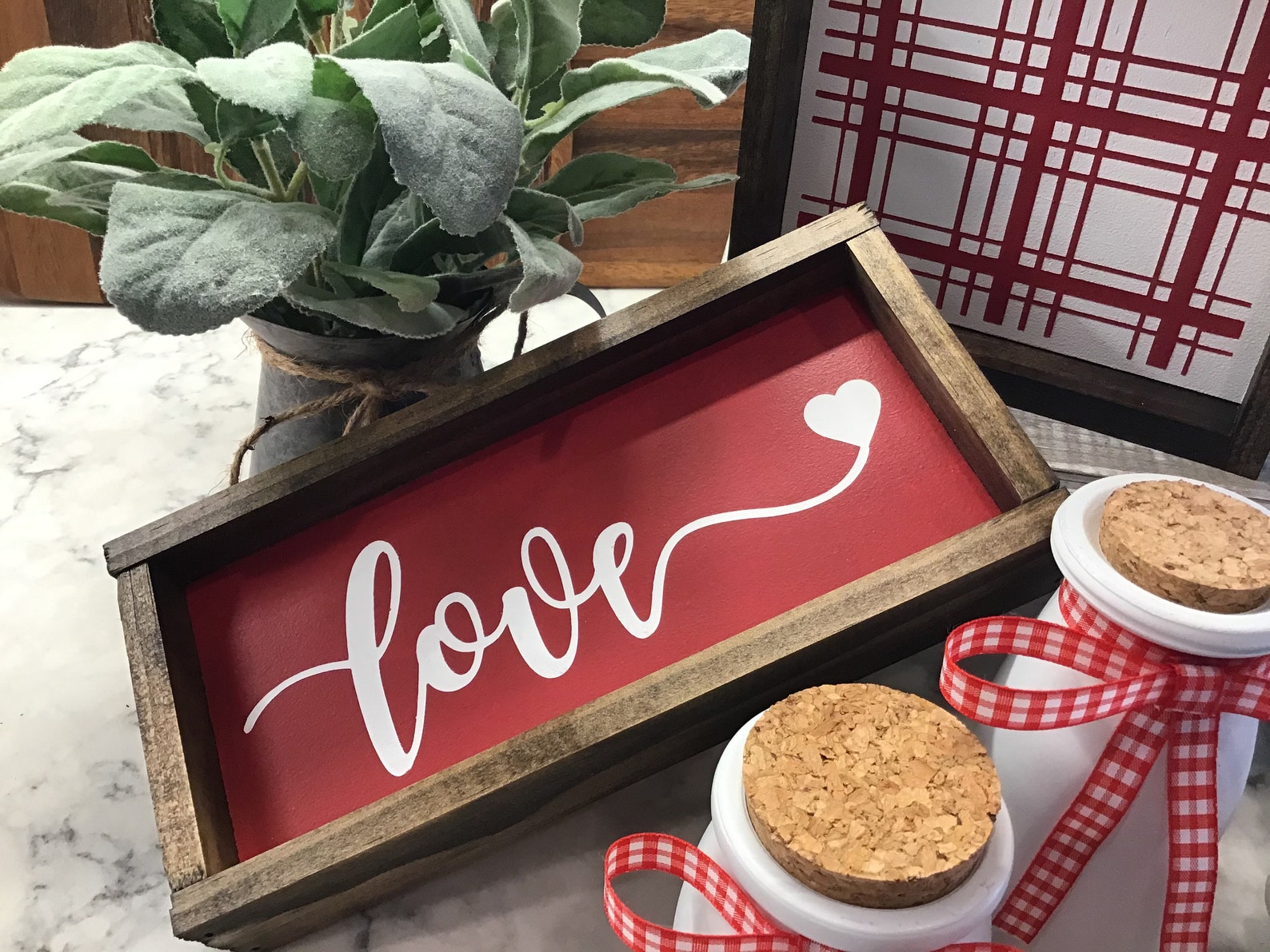 Mini Valentines Day Sign LOVE HEART Small Sign Tier Tray - Etsy