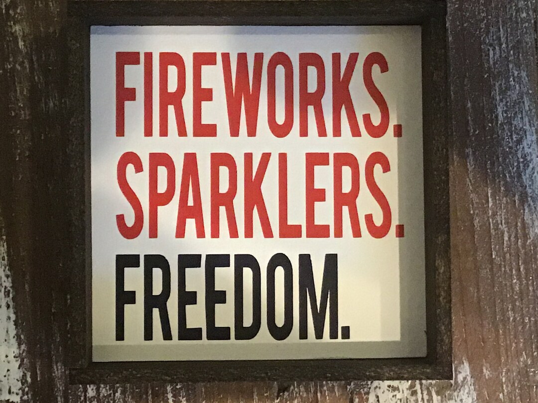 Fourth of July Sign | FIREWORKS, SPARKLERS, FREEDOM | Tiered Tray Sign ...