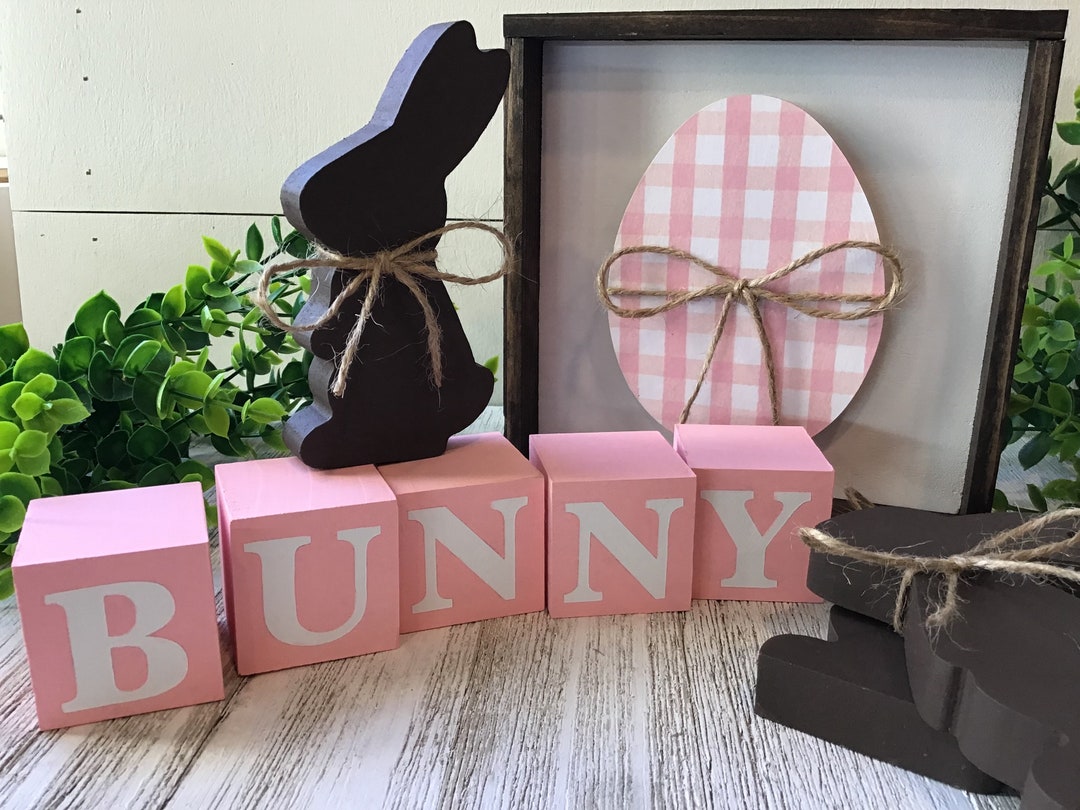 Easter Block Set "bunny" Wood Blocks | Easter Tiered Tray| Easter Day ...