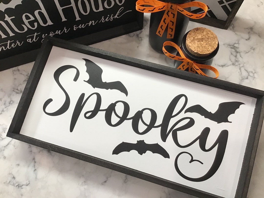 Halloween "spooky" Wood Sign |rae Dunn Inspired | Self Standing Sign ...