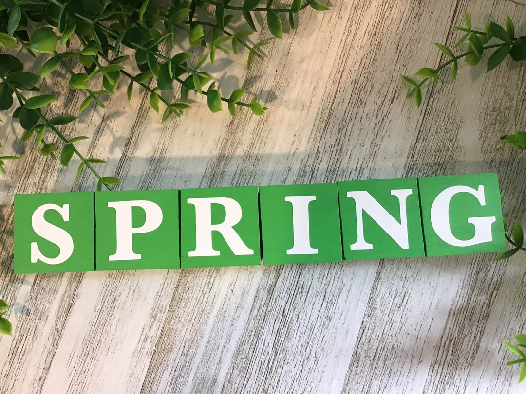 Spring Block Set "spring" Wood Blocks | Spring / Flower Tiered Tray ...