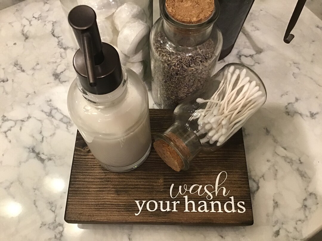 Farmhouse Wood Soap Stand wash Your Hands jacobean Wood Stand Bathroom ...