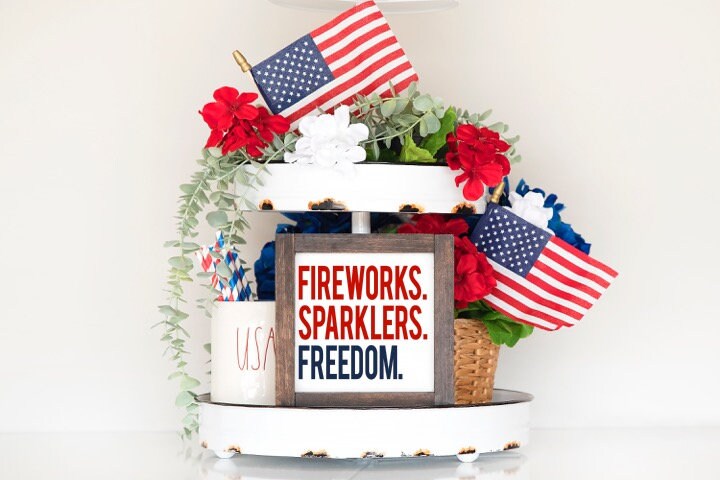 Fourth of July Sign FIREWORKS SPARKLERS FREEDOM Tiered - Etsy