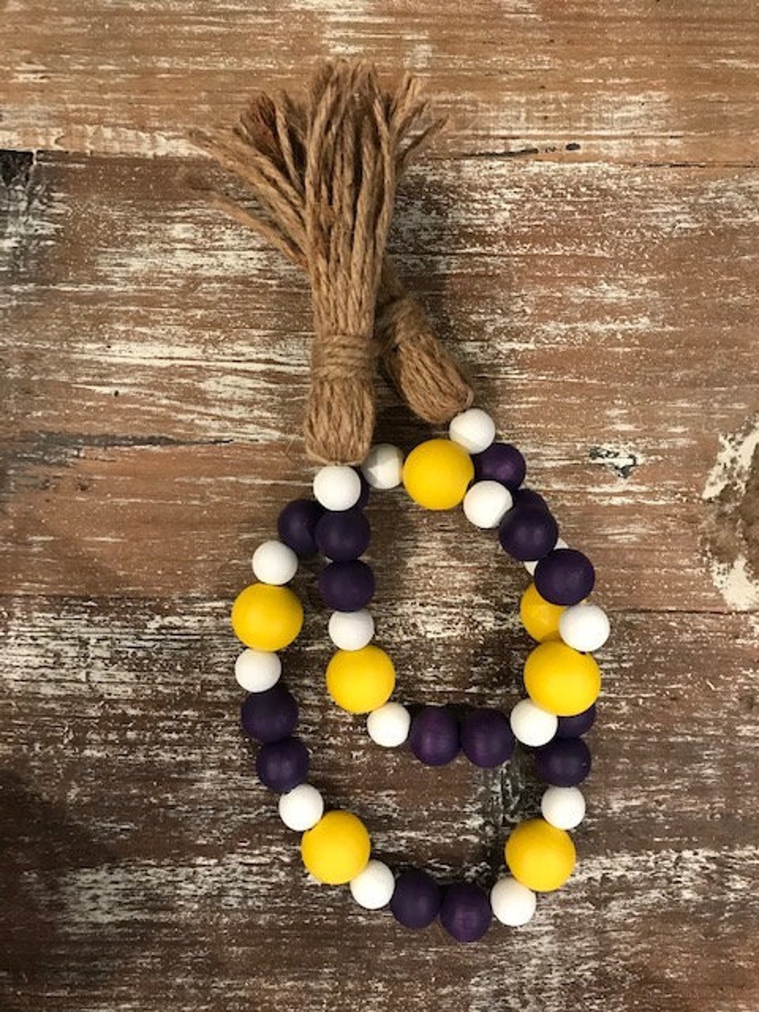 Farmhouse Mardi Gras / LSU Inspired Bead Garland Wood Bead Garland ...