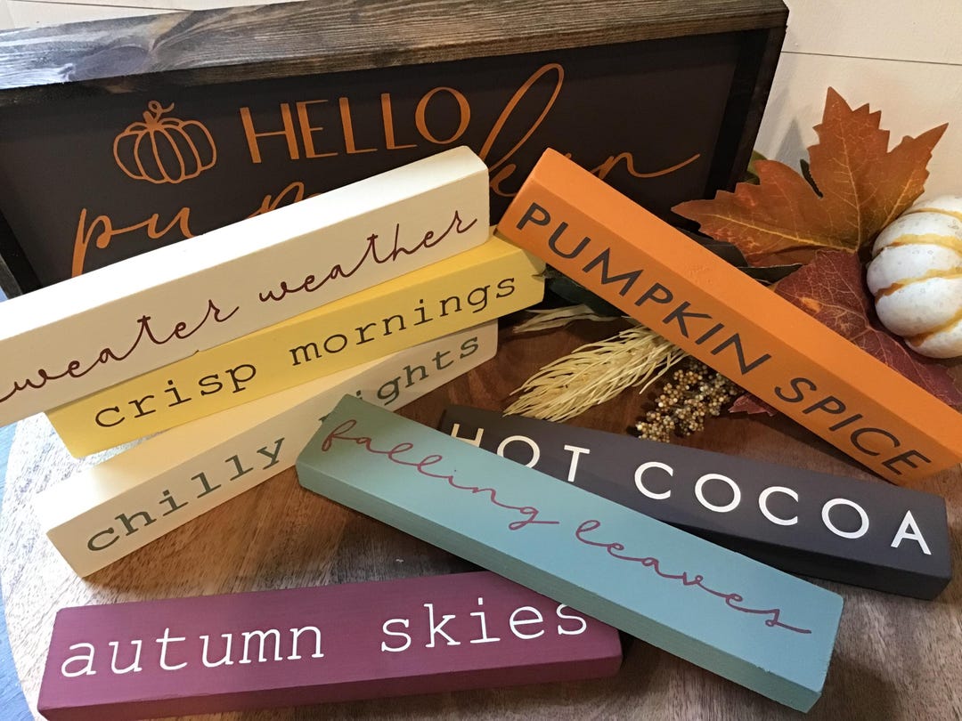 Fall Wood Block Sign | Fall Decor | Shelf Sitter Sign | Fall Tiered ...
