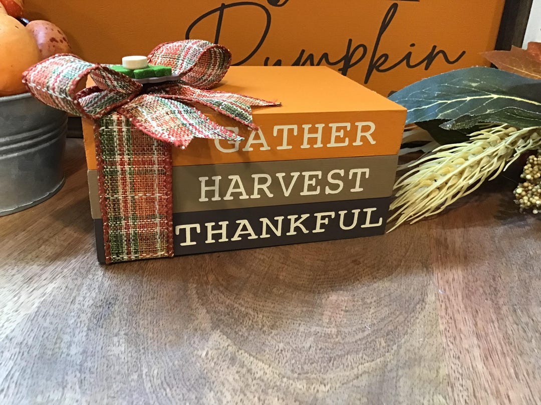 Gather / Harvest / Thankful Mini Book Stack | Tiered Tray Mini Book Set ...