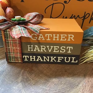 Gather / Harvest / Thankful Mini Book Stack | Tiered Tray Mini Book Set ...