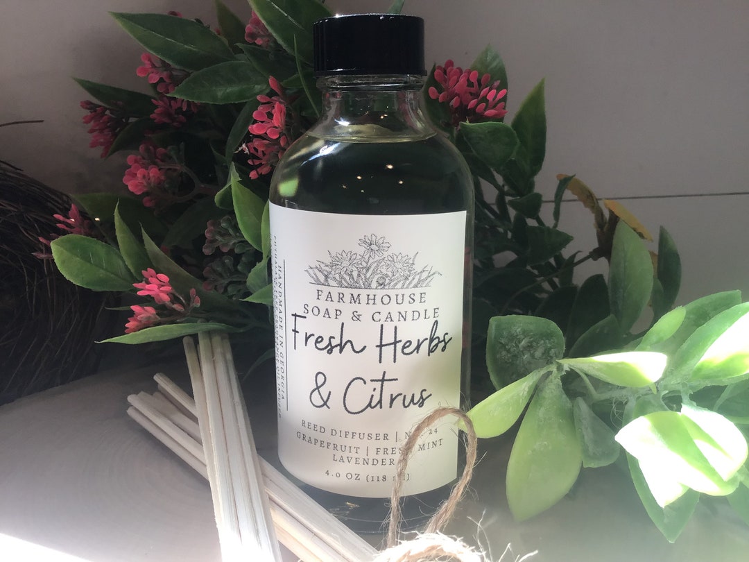 FRESH HERBS & CITRUS Fragrance 4oz Reed Diffuser | Diffuser | Flameless ...