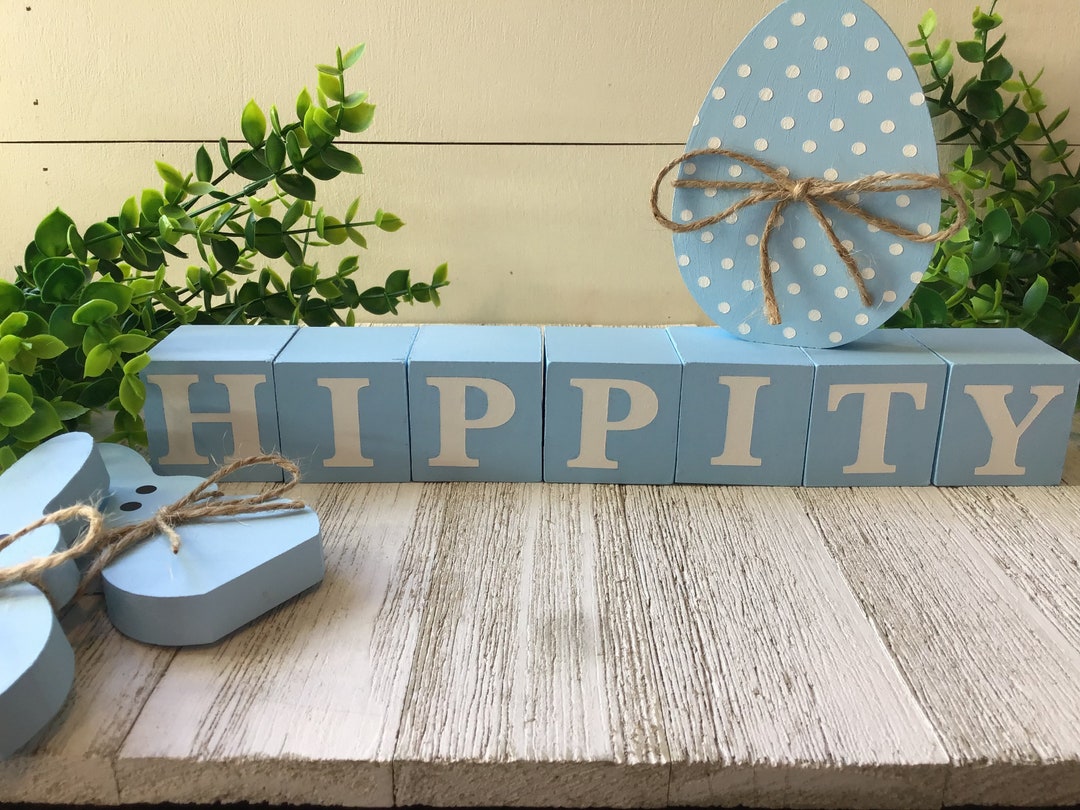 Easter Block Set "hippity" Wood Blocks | Easter Tiered Tray| Easter Day ...