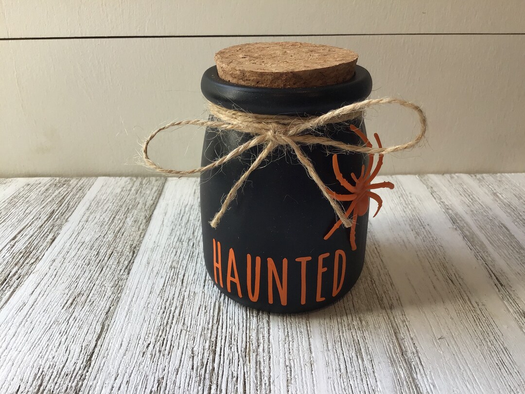 Halloween Glass Jar "haunted" | Halloween Decor | Tiered Tray Accent ...