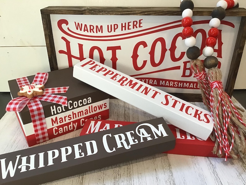 Barra de chocolate caliente / Letrero de madera navideño / Decoración ...