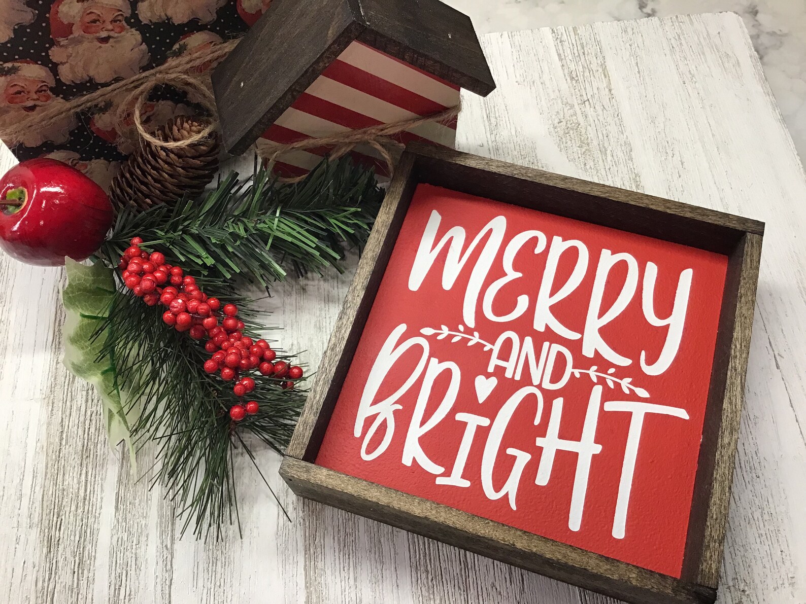 Merry & Bright RED Wood Sign Christmas Sign Sign Tier - Etsy