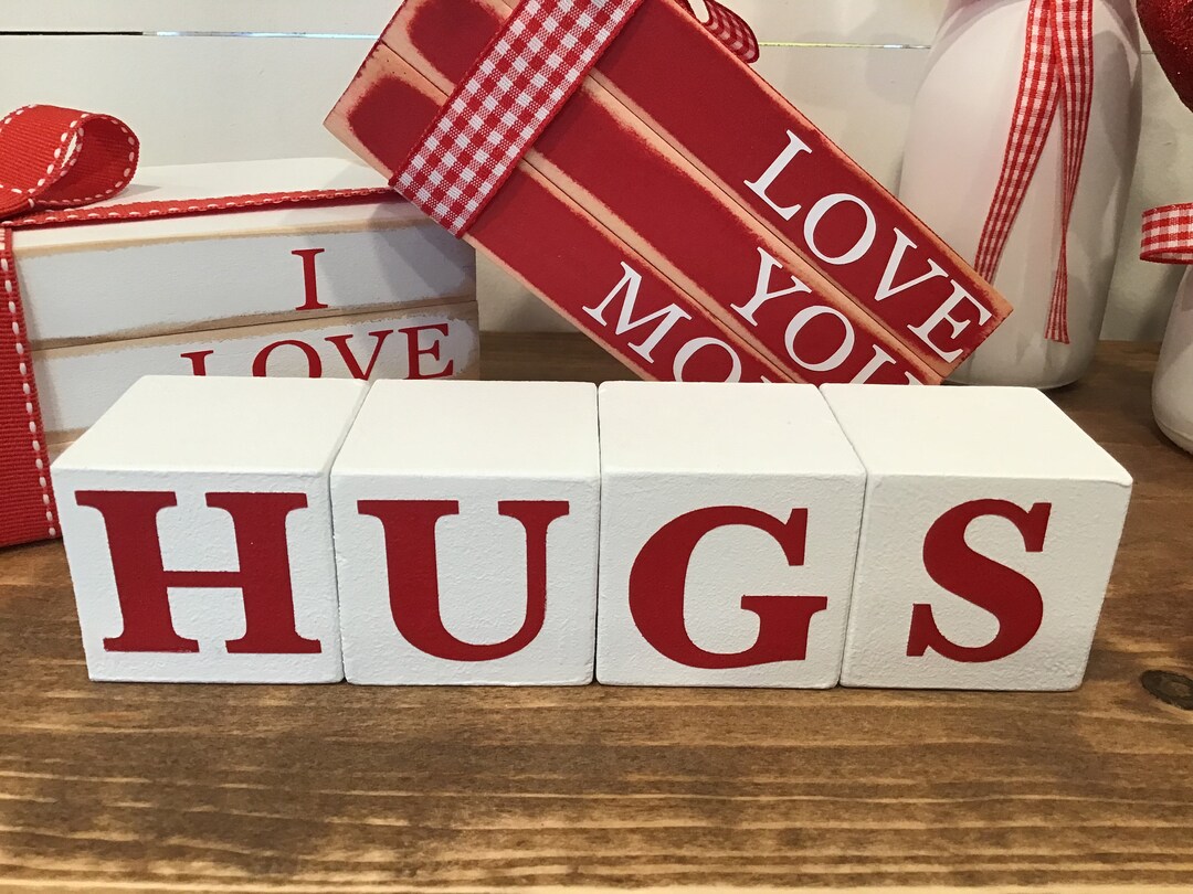 Valentines Day HUGS Wood Blocks | Valentines Tiered Tray| Valentine ...
