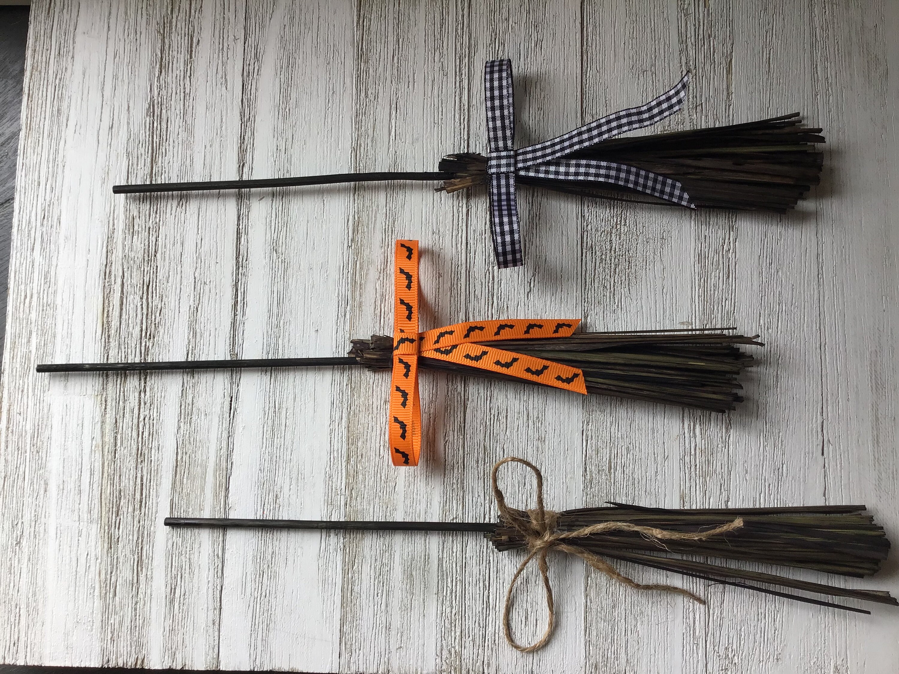 Mini Halloween Witch Broom With Jute Bow and Ribbon | Tiered Tray Mini ...