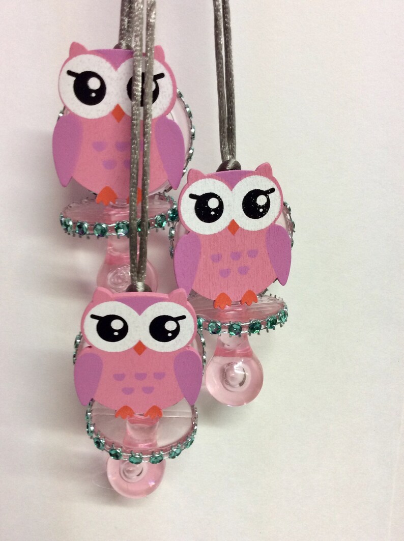 Owl Pink With Mint Baby Shower Pacifier/owl Pink Baby Shower - Etsy