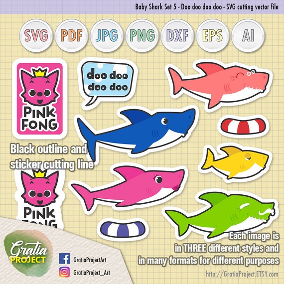 Baby Shark PinkFong Clipart set 5 Artworks Baby shark