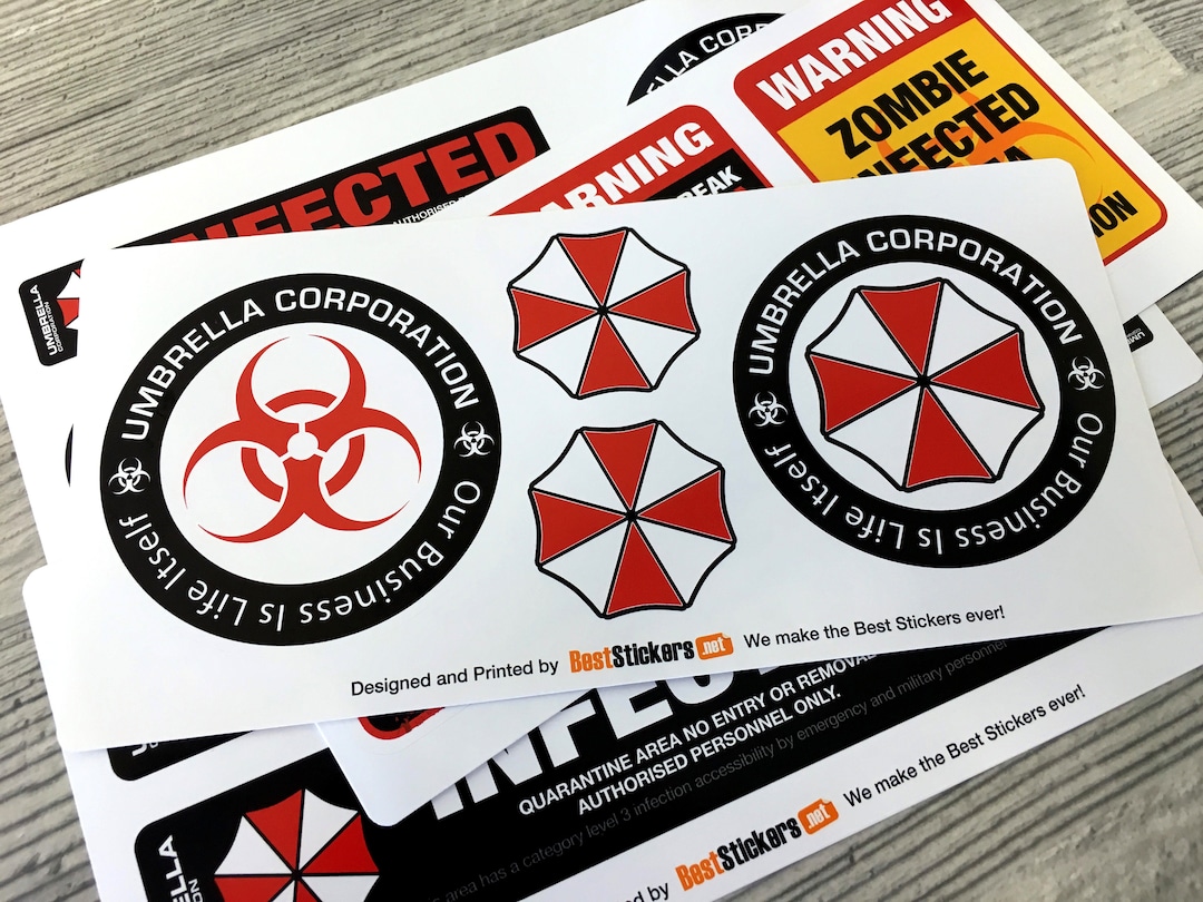 20pc Umbrella Corporation Resident Evil Infected Zombie Vinyl Stickers ...